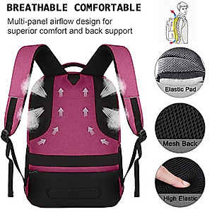 Laptop Backpack,Business Travel Anti Theft Slim Durable Laptops Backpack with USB Charging Port,Water Resistant College Computer Bag for Women & Men Fits 15.6 Inch Laptop-Rose Red