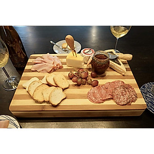 Reversible Cutting Board for Kitchen - a combo of EXTRA THICK multipurpose large chopping board (17 x 11.8 x 1.6) ; this butcher block makes great house warming presents and kitchen accessories