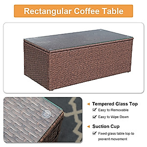 Super Patio Outdoor Furniture 7 Pieces Patio Furniture Set, Rattan Patio Conversation Sets with Coffee Table, Outdoor Wicker Sectional Couch Sofa Set with Ottoman for Deck, Garden, Porch, Brown