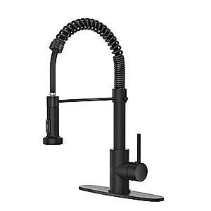 IBOFYY Black Kitchen Faucets Single Handle Commercial Kitchen Sink Faucet with Multifunctional Pull-Down Spout for Farmhouse RV Bar with 3 Hole Deck (Matte Black)