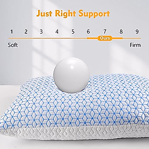 Love Attitude Pillows Queen Size Set of 2, Queen Pillows 2 Pack for Bed Shredded Memory Foam Pillows Adjustable, Cooling Pillow Soft and Supportive for Side Back Stomach Sleepers