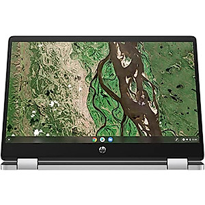 Laptop HP X360 14b Chromebook 14in HD Touchscreen Intel Celeron 4GB DDR4 32GB eMMC WiFi Webcam BO Speakers Bluetooth Chrome Silver Color (Renewed)