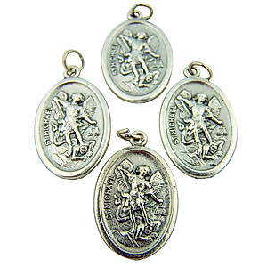 Religious Gifts Lot of 4 Silver Tone Archangel Saint Michael with Angel Back Medal