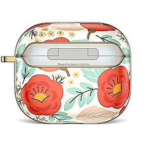 POCKT AirPods 3 Case Cover with Keychain Semi Soft Skin Cases for AirPod 3 Charging Case | Poppy