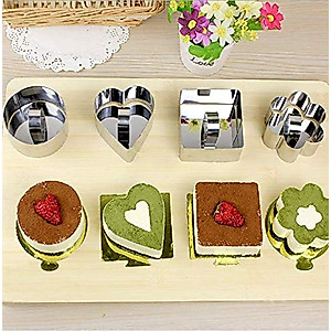 5 PCS Cake Rings Food Cooking Mould with Push Lid Shapes Stainless Steel Desserts Making Catering Business Cooking.