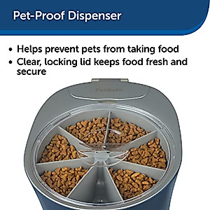 PetSafe 6 Meal Programmable Pet Food Dispenser, Automatic Dog and Cat Feeder - Dry Kibble or Semi-Moist Pet Food, Slow Feed Portion Control (6 Cup/48 Ounce Capacity), Tamper-Resistant, Sleep Mode Blue