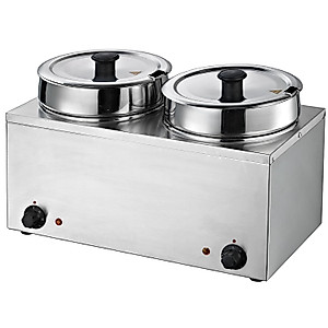 Commercial Dual 3.7 qt. Round Well Stainless Food Warmer w/Inserts and Lids, Each
