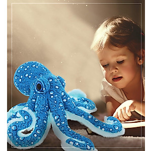 DolliBu Blue Octopus Stuffed Animal - Wild Collection Sea Animal Plush Gift for Kids, Realistic Plush Sea Critters, Cute Stuffed Octopus Sea Creature Toy for Boys and Girls - 16 Inches