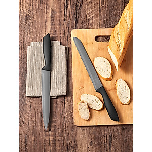 D.Perlla Knife Set with Block, 15 Pieces Stainless Steel Kitchen Knife Set with BO Oxidation Technology, No Rust, Sharp Knife Block Set