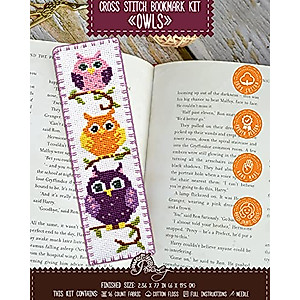 Povitrulya Counted Cross Stitch Kit - DIY Kits for Adults or Kids - Funny Embroidery Bookmark - Easy to Use - Craft Collection - Owls