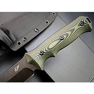 Eafengrow EF128 Fixed Blade Knife DC53 Steel Blade, Two Tone G10 Handle Full Tang Fixed Knifes Straight Knife for Working Camping Hunting Adventure Field EDC Tool Knife(Black)