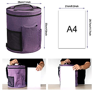 SumDirect Knitting Bag, Yarn Organizer Tote Bag Portable Storage Bag for Yarns, Carrying Projects, Knitting Needles, Crochet Hooks, Manuals and Other Accessories (Purple)