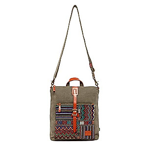 TSD Brand Four Seasons Convertible Canvas Backpack (Olive)