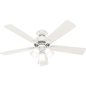 Hunter Fan Company, 50894, 52 inch Swanson Matte Silver Ceiling Fan with LED Light Kit and Pull Chain