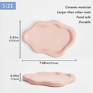 Pretty Jolly Ceramic Spoon Rest for Stove Top Kitchen Spoon Holder for Counter Coffee Spoon Rest Utensil Rest Pink Spatula Rest Cloud Shape Home Decorative 7.68 Inches