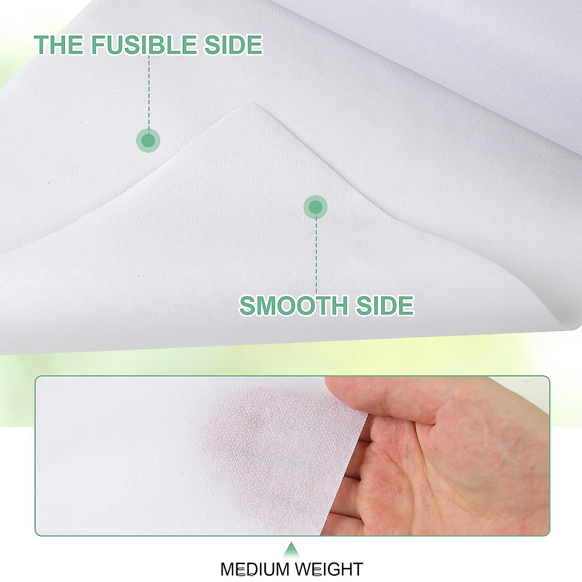 Phinus Fusible Interfacing for Sewing, Medium Weight White 11.8in X 15yd Iron on Interfacing, Fusible Fleece Interfacing for Sewing for Sewing Supplies and DIY Crafts Supplies