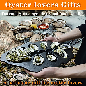 BOLVOUD Cast Iron Oyster Grill Pan, Cast-Iron Oyster Pan for Oven Grill