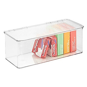 iDesign Modern Clear Rectangular Stackable Shatterproof BPA Free Plastic Kitchen Storage Box, 14 x 34 x 12.5 cm