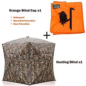 Your Choice Hunting Blind 3 Person 270 Degree See Through Ground Blinds with Orange Cap for Deer Hunting Turkey Hunting, Camo Deer Blind Turkey Blind Pop Up Hunting Tent, Hunting Gear