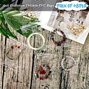 LingLingo Jewelry Pouch Clear Self Seal Plastic Zipper Bags for Necklace Bracelet Packing Storage Transparent PVC Lock Pouches, Pack of 48