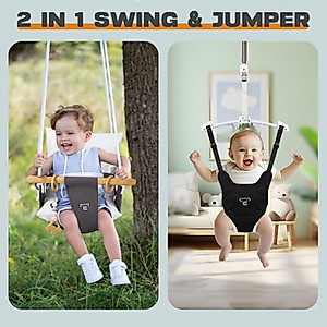 2 in 1 Baby Jumper & Swing, Baby Jumper for Indoor and Outdoor Use, Baby Swing with Foldable Stand, Stable Toddler Swing Set