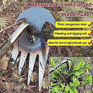 2023 New Weeding Tools Weed Pulling Tools,Manganese Steel Forging Weeding Machine,Hand Weeder Tool,Weed Puller 4 Teeth Dual Purpose Weeder,Garden Weeder Tools（50cm） (19.6IN)