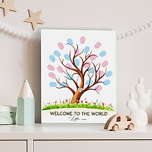 Baby Gender Reveal Fingerprint Tree, Gender Reveal Party, Baby Shower Guest Book Party Ideas, Guess the Gender, Baby Shower Guest Book with Ink Pad