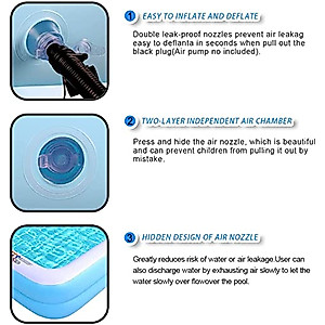 Inflatable Blow Up Kiddie Pool Family Swimming Pool Family Full Size Rectangular Pool Paddling Water Splashing Ball Pool for Kids Toddler Adult for Outdoor Garden Backyard, 103" X 69" X 20"