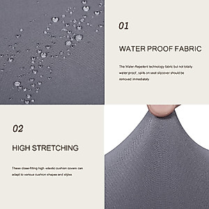 SearchI Waterproof Couch Cushion Covers Replacement, Washable Sofa Chair Seat Cushion Covers Soft Couch Cushion Slipcovers Stretch Furniture Protector for Kids, Pets(Medium, Light Gray)