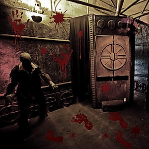 Halloween Decorations 126 PCS Halloween Window Clings, 8 Sheets Bloody Handprint Footprint Halloween Wall Decal Floor Clings with Tattoo Stickers, Scary Halloween Decoration Window Stickers