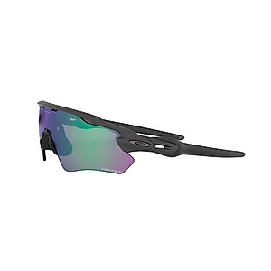 Oakley Men's OO9208 Radar EV Path Rectangular Sunglasses, Steel/Prizm Road Jade, 38 mm