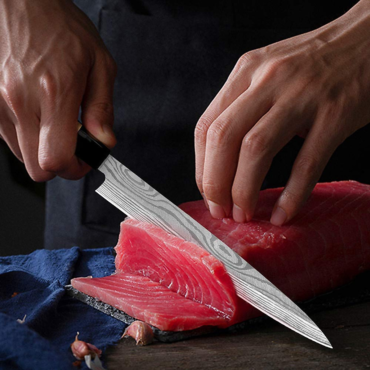 LIUZHANGYU 5Cr15Mov Stainless Steel Yanagi Sushi Sashimi Japanese Knife, 9.5'' (240mm), Wood Handle