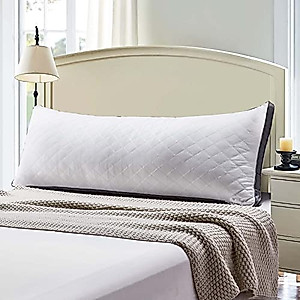 WhatsBedding Memory Foam Body Pillow -Fluffy Body Pillows for Adults -Large Long Bed Pillows for Sleeping - 20x54 inch, White