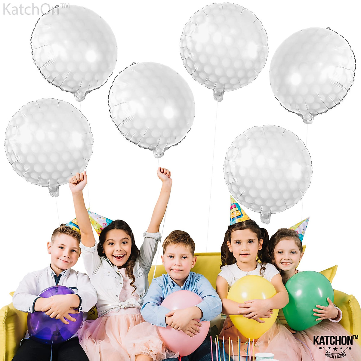KatchOn, Huge Golf Balloons for Golf Party - 18 Inch | Golf Ball Balloons for Hole In One Birthday Decorations | Golf Balloon arch for Golf Birthday Party Decorations | Masters Golf Party Decorations