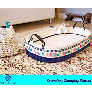 Baby Changing Basket, Moses Diaper Basket, Moses Basket for Babies, Changing Table Topper for Dresser with Thick Foam Pad & Waterproof Cotton Cover by MIRACLE SKY