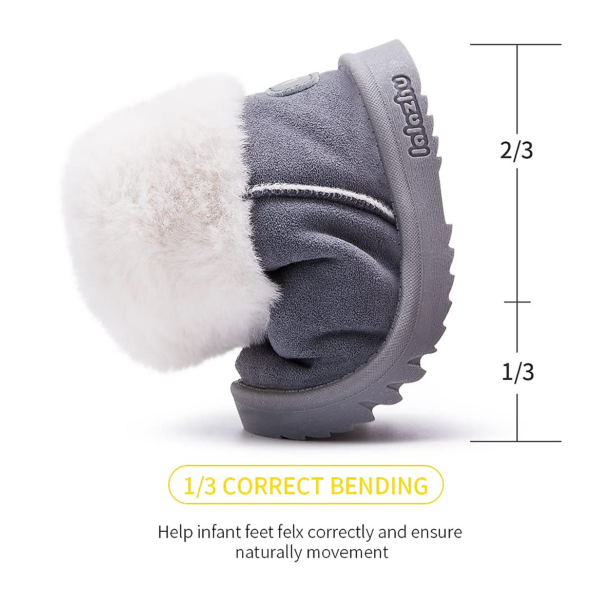BMCiTYBM Baby Snow Winter Boots Girls Boys Cold Weather Faux Fur Shoes 6 12 18 24 Months Grey Size 12-18 Months Toddler