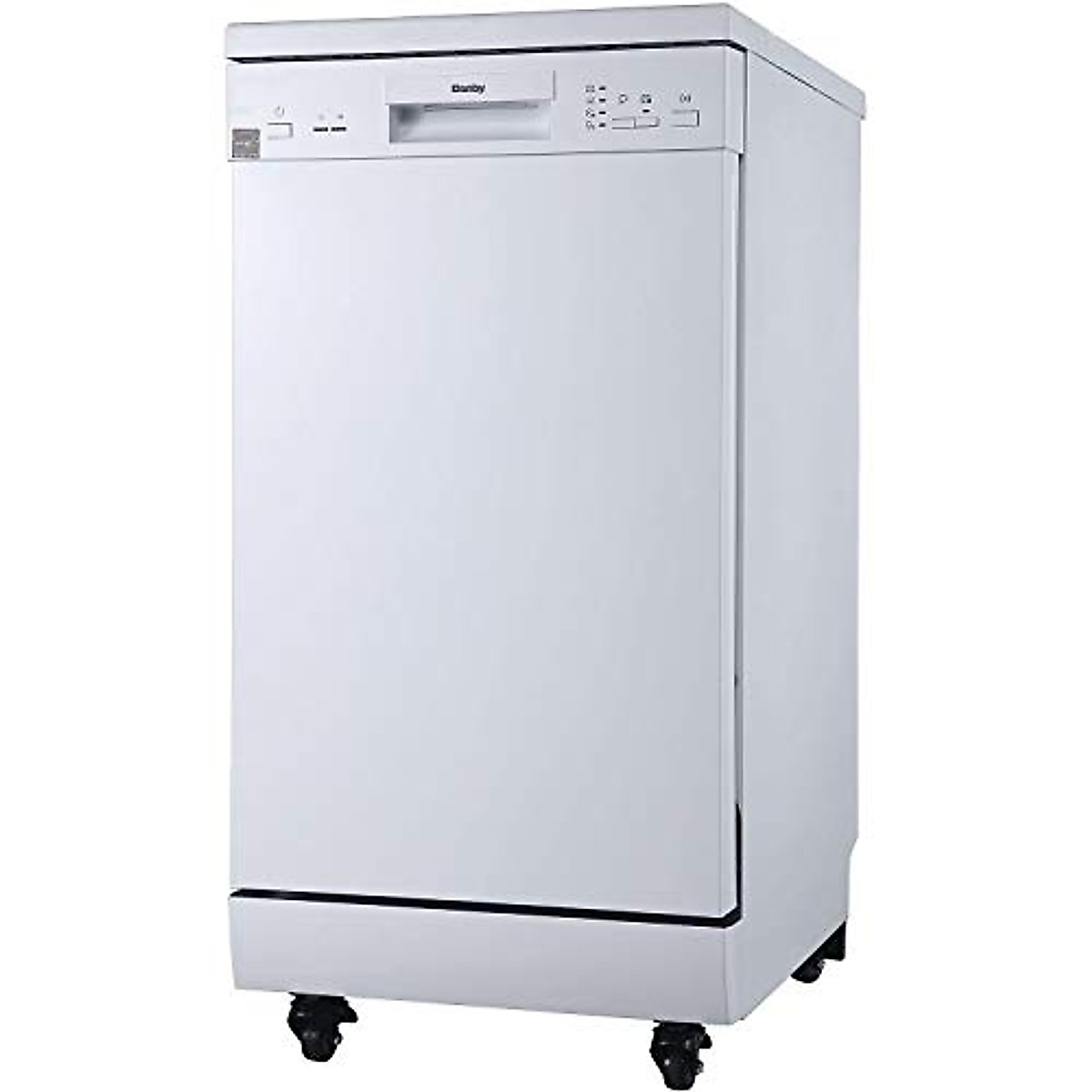 Danby DDW1805EWP 18 inch Portable Dishwasher with 8 Place Setting Capacity; 4 Wash Cycles; Energy Star Certified; Adjustable Upper Rack; in White