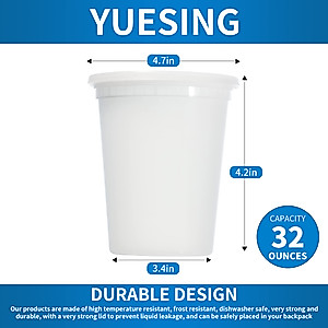 YUESING 40 Pack 32oz Deli Containers with Lids Food Storage Containers Plastic Deli Containers with Lids, Slime, Soup, Meal Prep Containers | BPA Free | Stackable | Leakproof | Dishwasher/Freezer Safe
