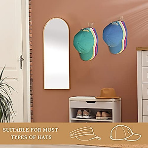 KEVTVEK 5 Pack Wall Mount Hat Racks for Baseball Caps, Strong Adhesive Hat Hooks Cap Holder, Easy Installation Acrylic Hat Storage Organizer, Multipurpose Hat Hangers for Wall, Closet, Door, Bedroom