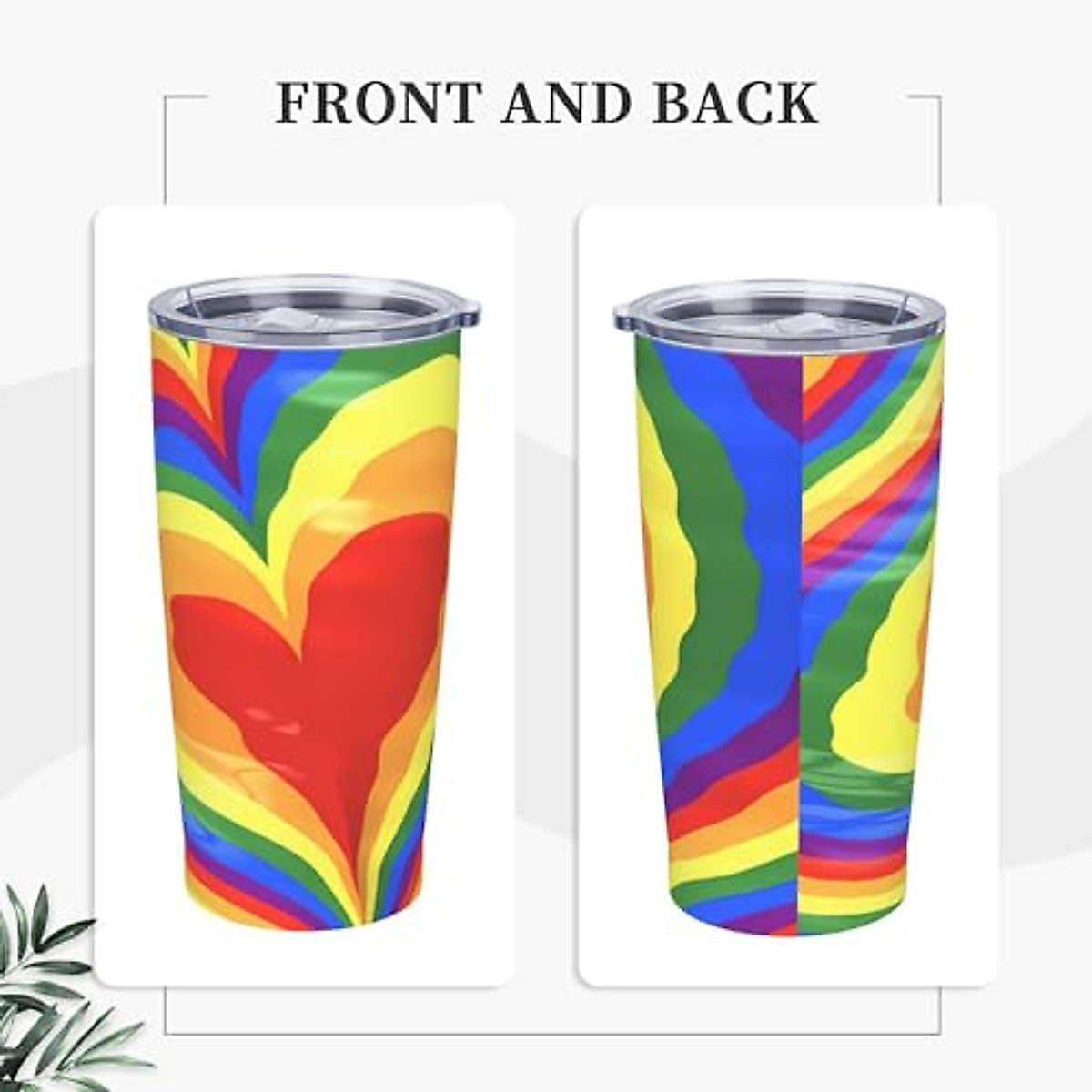 IYERSKD Rainbow Pride Flag Waving In The Wind 20 oz Stainless Steel Tumbler Vacuum Insulated Leakproof Travel Mug for Car Office Gym