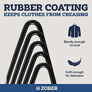 ZOBER Slack/Trousers Pants Hangers - 20 Pack - Strong and Durable Anti-Rust Chrome Metal Hangers, Non Slip Rubber Coating, Slim & Space Saving, Open Ended Design for Easy-Slide Pant, Jeans, Slacks Etc