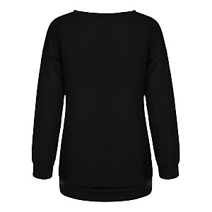 Long Sleeve Shirts for Women, Fall Polka Dot Plus Size Womens Halloween Costumes Sexy Ladies Long Sleeve O Neck Skeleton Tshirts Pullover Hoodies for Women Black