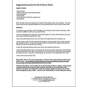 Cerium Oxide Glass Polishing Kit, Glass and Windshield Scratch Removal Kit, 8 Oz of Gordon Glass Cerium Oxide Polishing Powder, 3 inch Felt Polishing Buffing Wheel