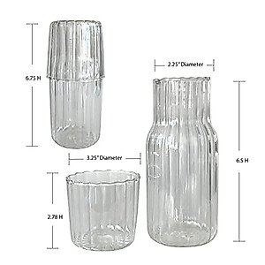 Lily's Home Vintage Style Bedside Night Water Carafe with Tumbler Glass, Use in Bedroom Bathroom, or Kitchen, Use Cup as Lid, 16 Ounces