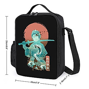 Qtubzad 2PCS Anime Backpack with Lunch Bag,3D Print Backpack 17 Inch,Portable Cartoon Lunch Box for Outdoor/Work/Travel