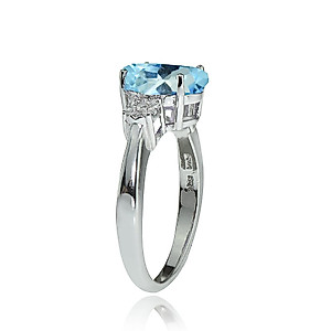 Ice Gems Sterling Silver Blue Topaz and Heart Ring, Size 7