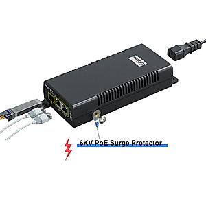 PROCET SFP Fiber PoE Injector 60W SFP Uplink PoE++ Power Injector Gigabit IEEE802.3af/at Compliant, -40℉ to 131℉ for PTZ Camera, Access Point, POS, Kiosk