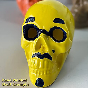 Myard Glaze Enamel Ceramic Fireproof Fire Skull Log for Gas or Wood Fireplace Fire Pit Campfire Bonfire Halloween Horror Decor (Qty 1, Yellow)