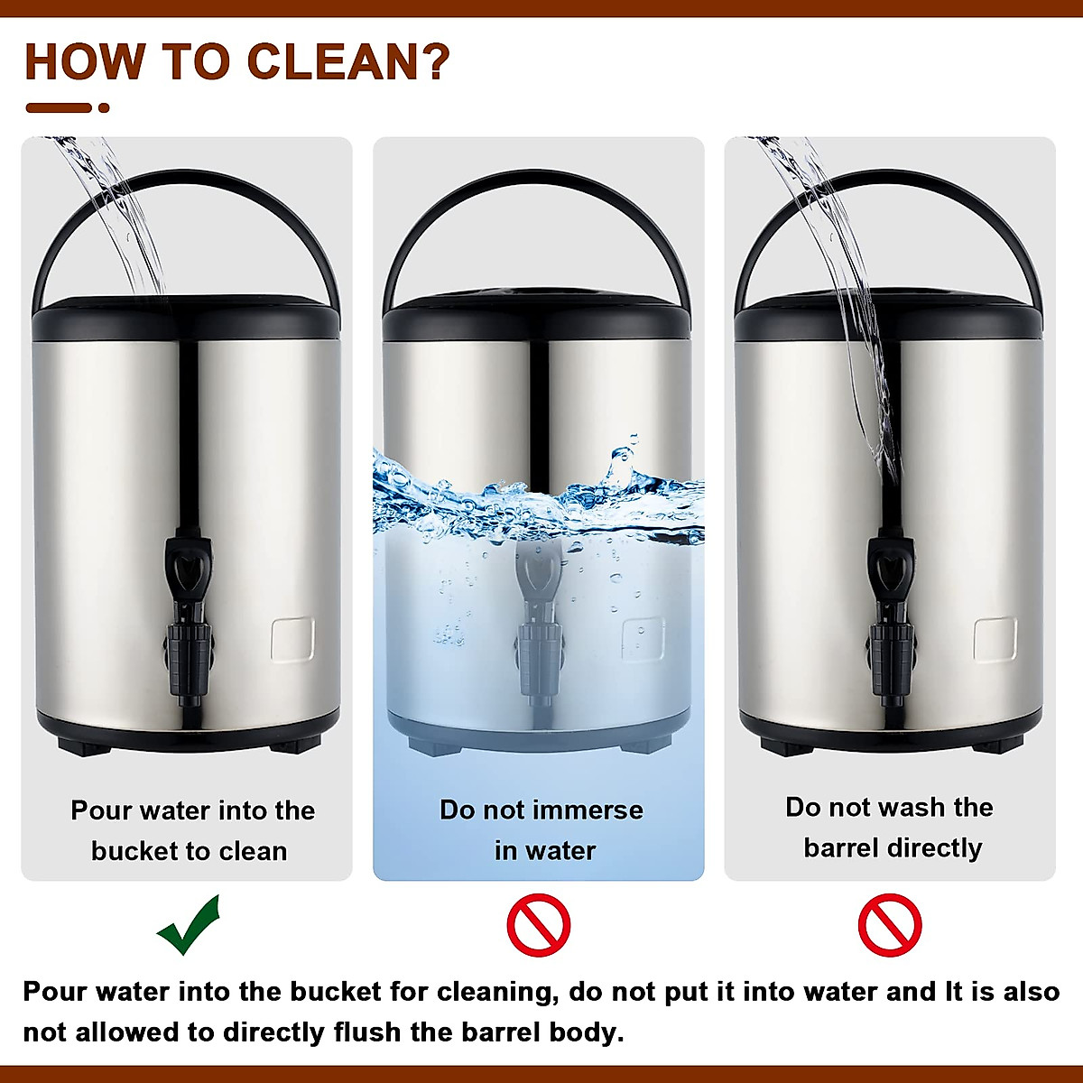 YMJOINMX Food Grade Stainless Steel Insulated Beverage Dispenser 8L 2.1Gallon Insulated Thermal Hot and Cold Beverage Dispenser for Hot Tea Coffee Cold Milk Water Juice (304 Stainless Steel)