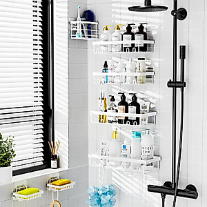 Moforoco Silver 7 Pack Shower Organizer Caddy (White)